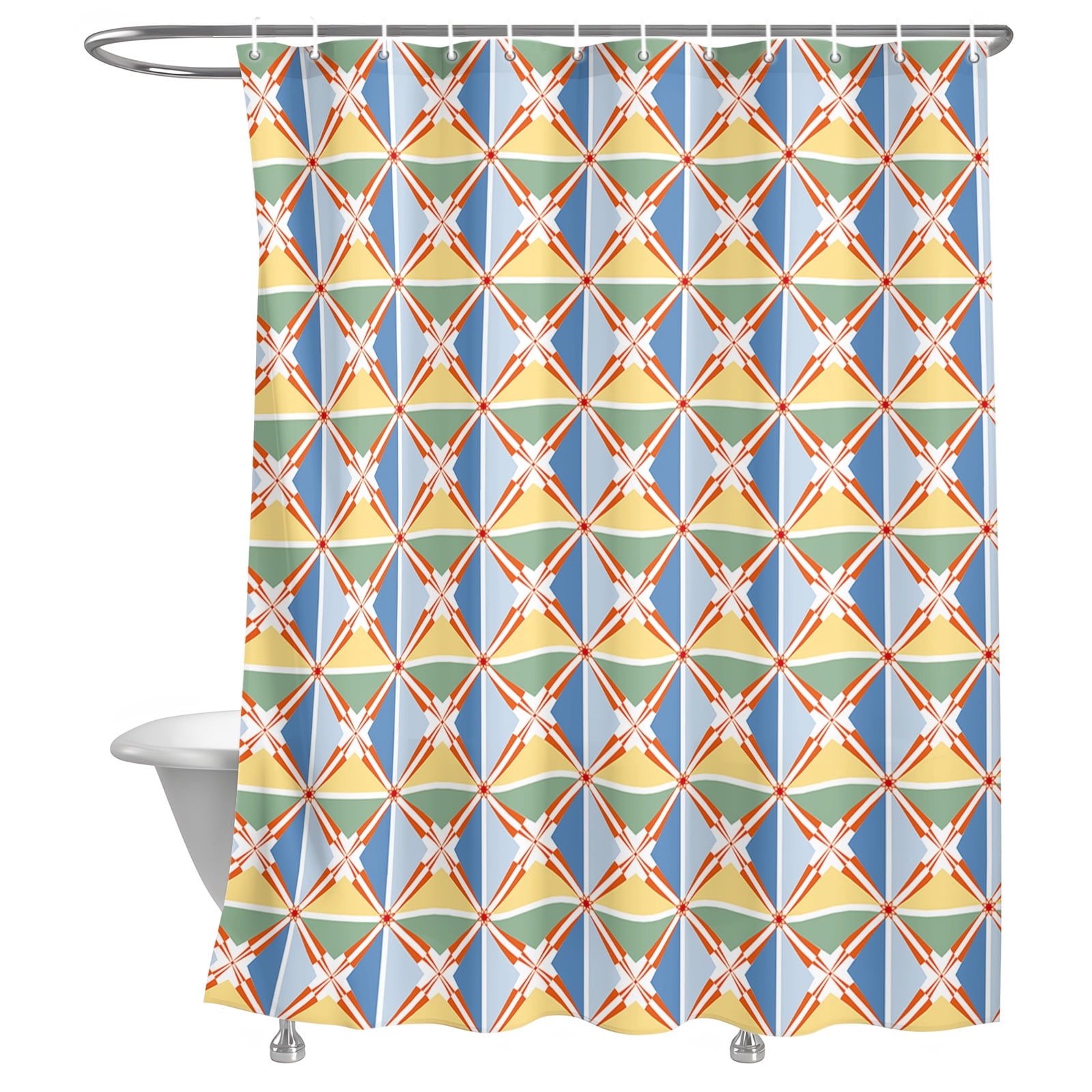 Bathroom Shower Curtain Geometric Diamond Traditional Pattern ...