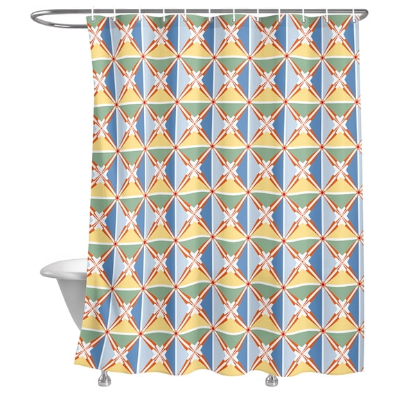 Bathroom Shower Curtain Geometric Diamond Traditional Pattern ...