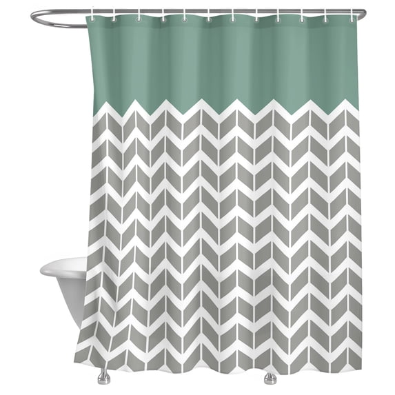Bathroom Shower Curtain Geometric Zig Zag Striped Waterproof Shower ...