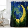 Bathroom Shower Curtain Giant Moon Forest Expressionist Art Waterproof ...