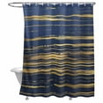 Bathroom Shower Curtain Gold Line on Navy Blue Waterproof Shower ...
