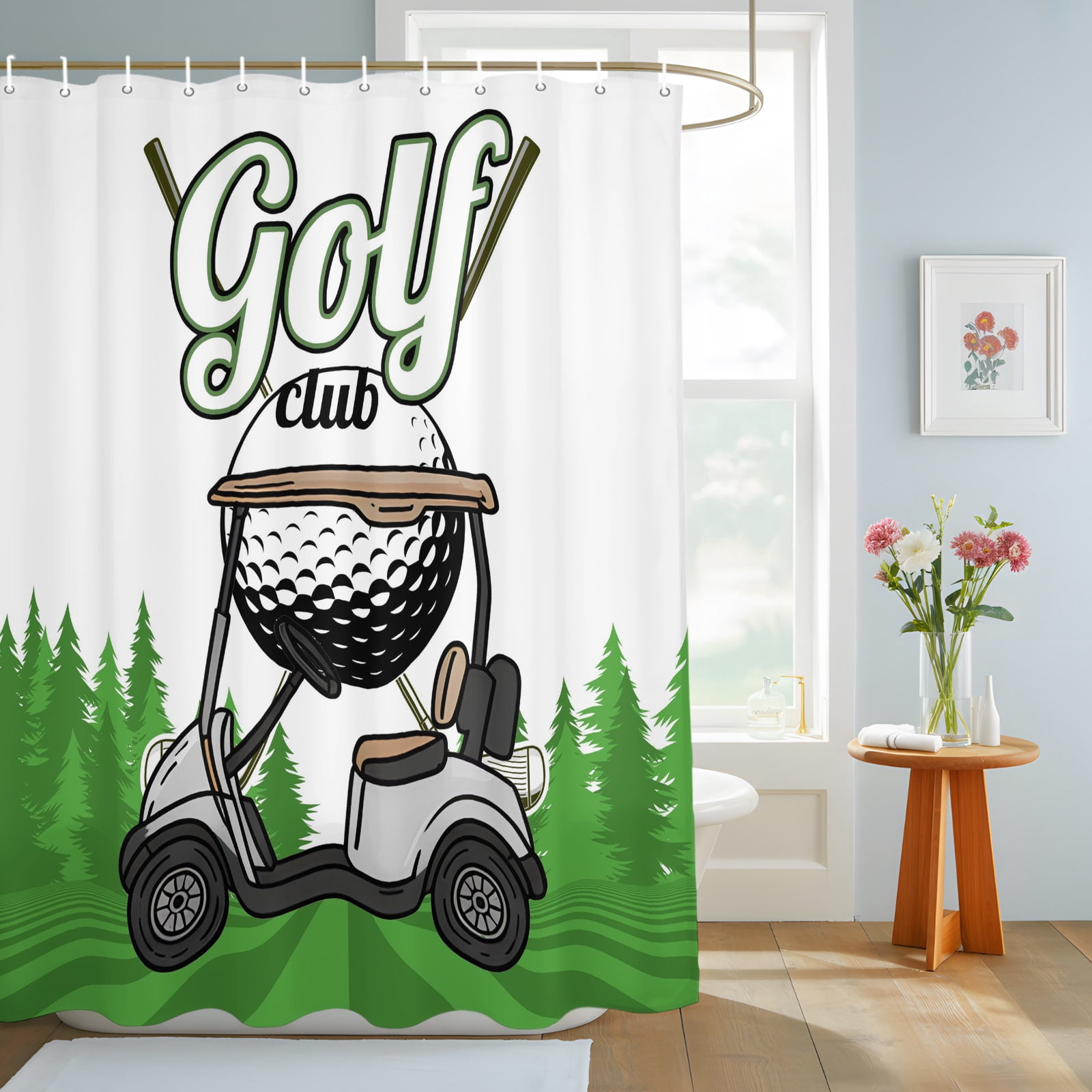 Bathroom Shower Curtain Golf Club Words Car Waterproof Shower Curtains ...