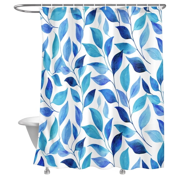 Bathroom Shower Curtain Gradient Blue Botanical Country Waterproof ...