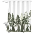 Bathroom Shower Curtain Gradient Green Pine Maple Trees Woods ...