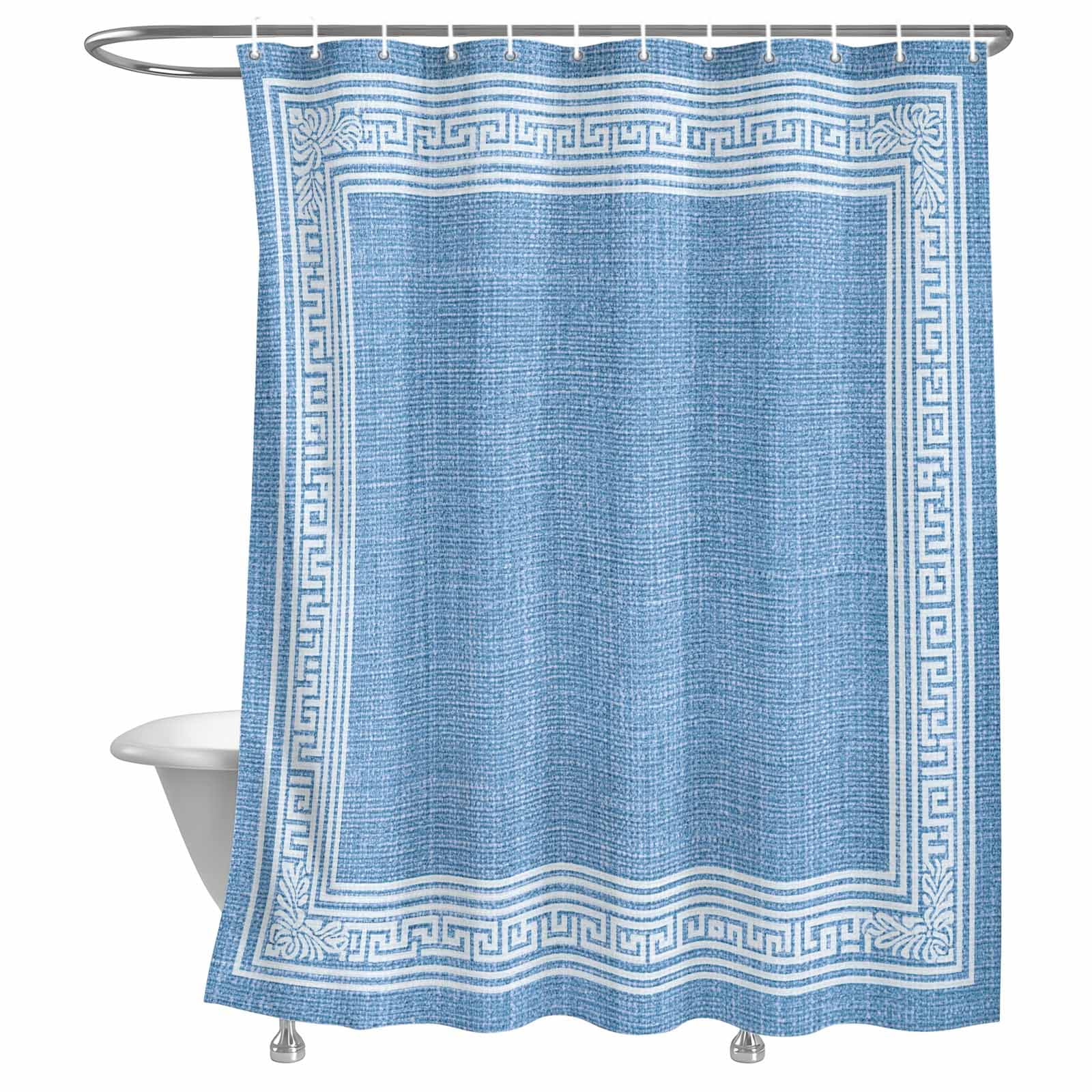 Bathroom Shower Curtain Greece Sky Blue Key Design Waterproof Shower ...