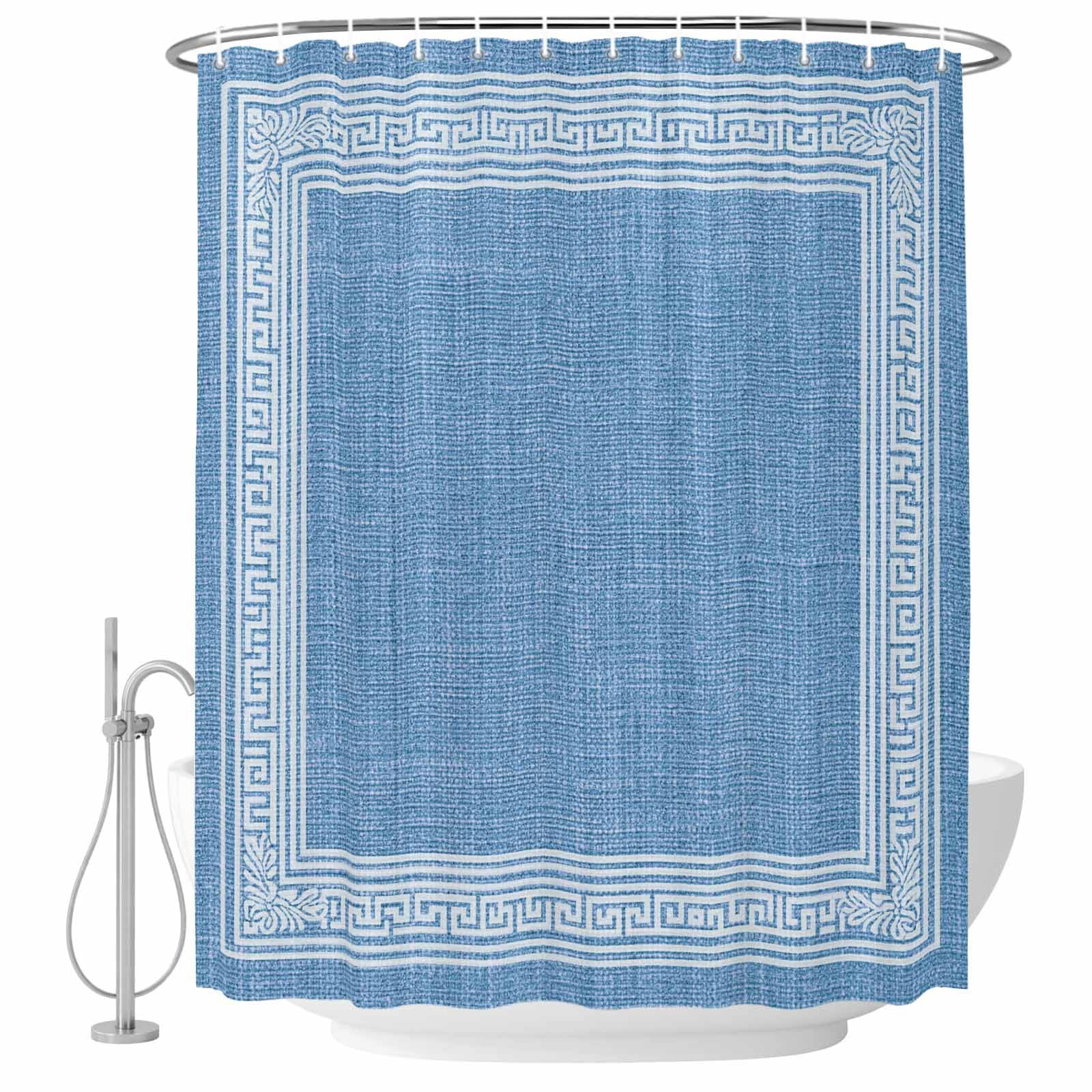 Bathroom Shower Curtain Greece Sky Blue Key Design Waterproof Shower ...