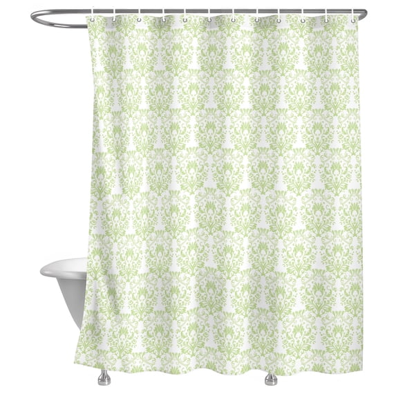 Bathroom Shower Curtain Green Baroque Pattern Waterproof Shower ...