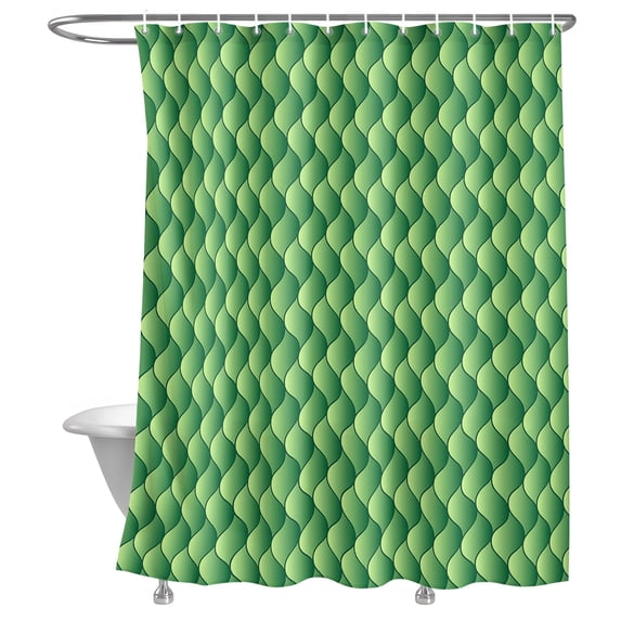 Bathroom Shower Curtain Green Gradient Color Block Waterproof Shower ...