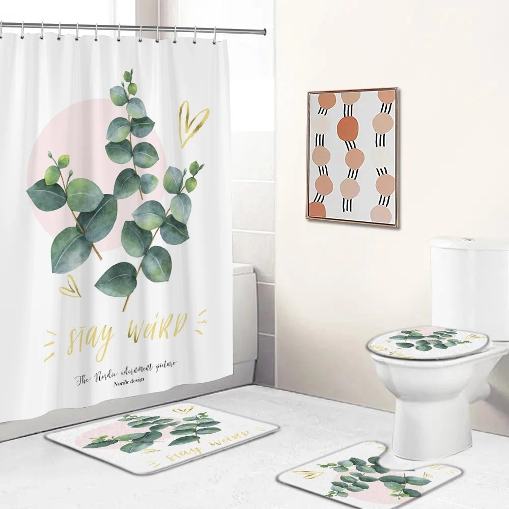 Bathroom Shower Curtain Green Tropical Plant Leaves Palm Printed for ...
