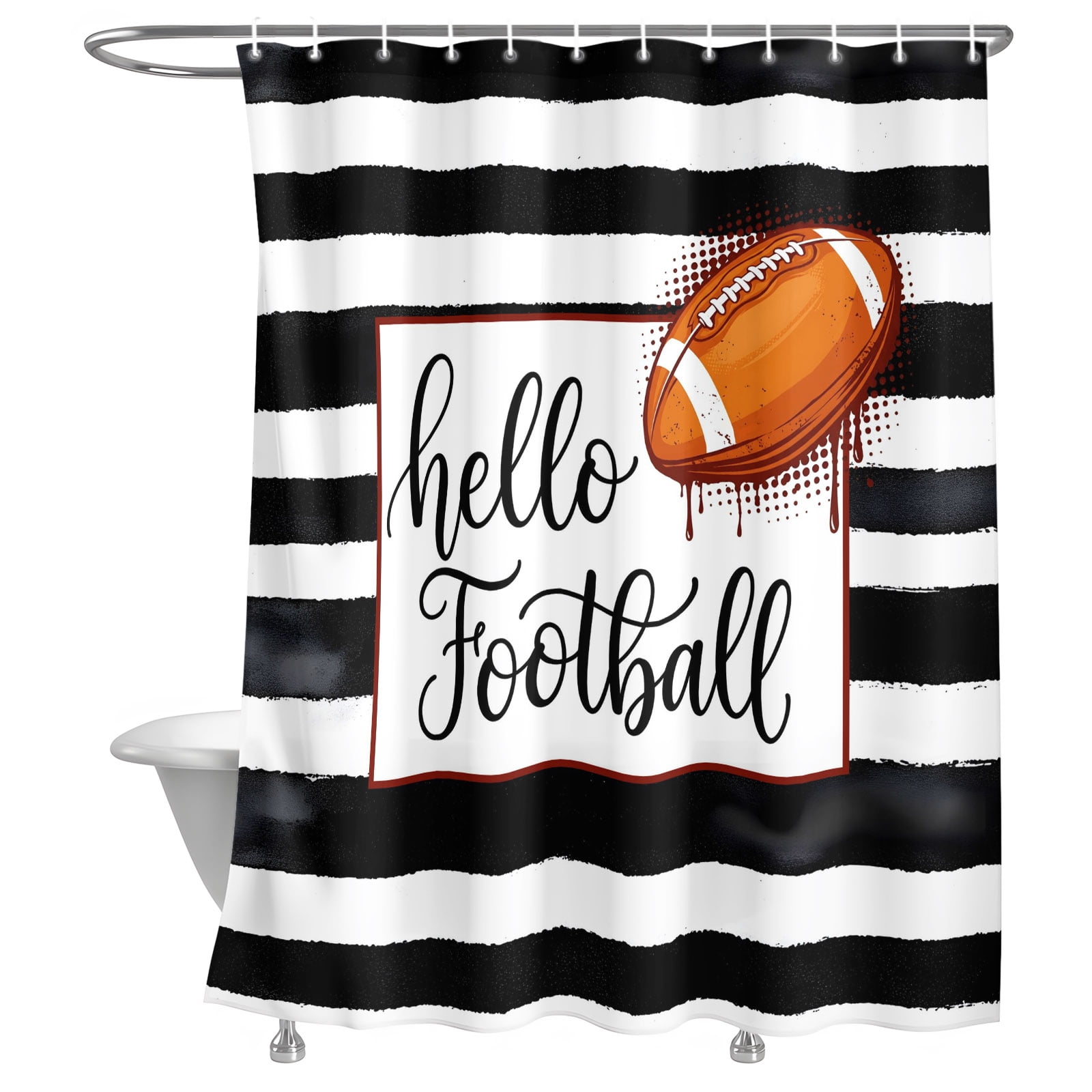 Bathroom Shower Curtain Hello Football Words Waterproof Shower Curtains ...