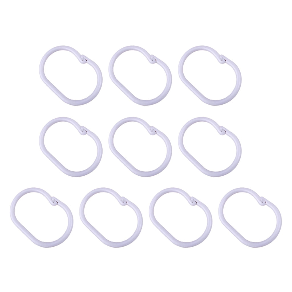 Bathroom Shower Curtain Hooks Rustproof Plastic Rings Secure Snap ...