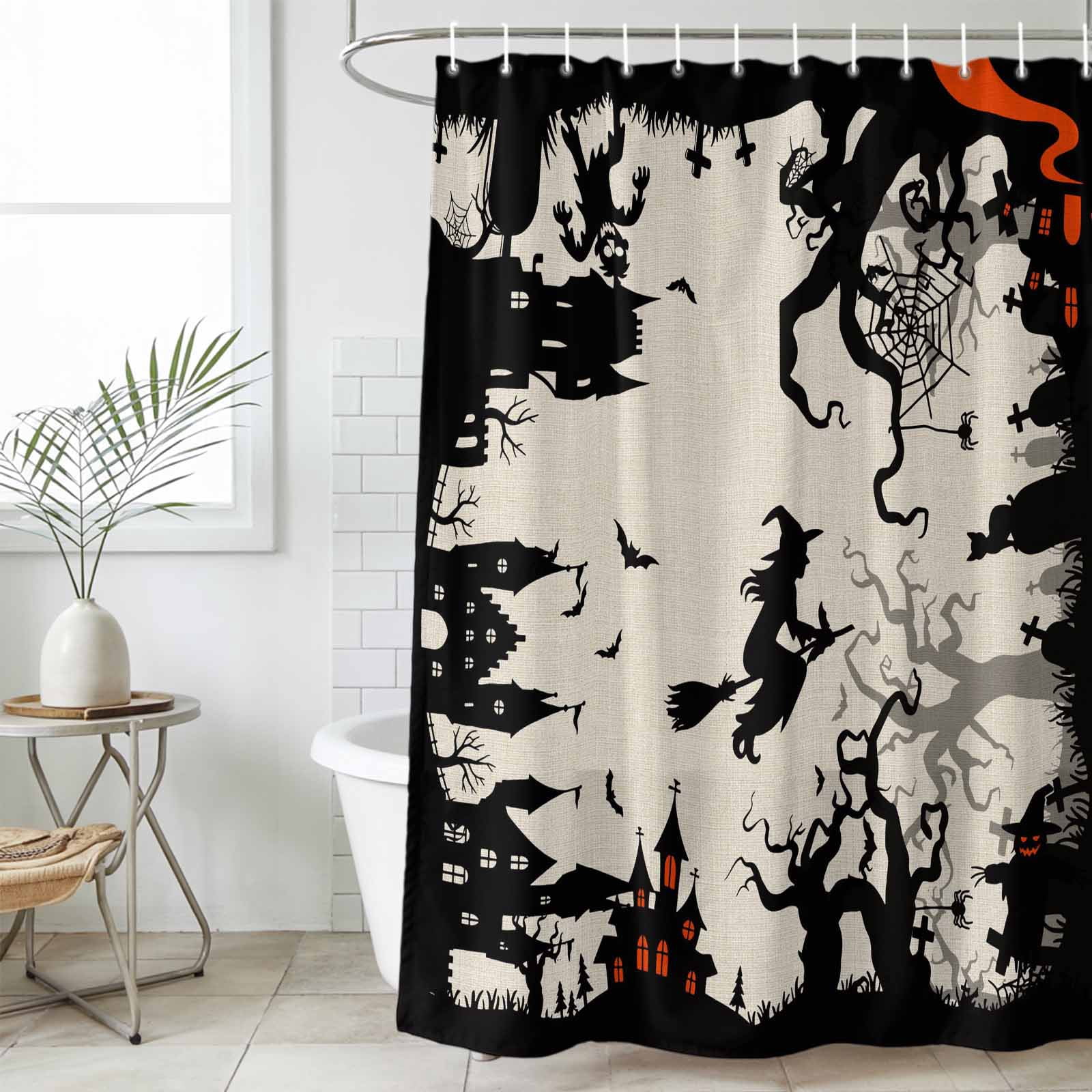 Bathroom Shower Curtain Horror Halloween Witch Dead Trees Waterproof ...