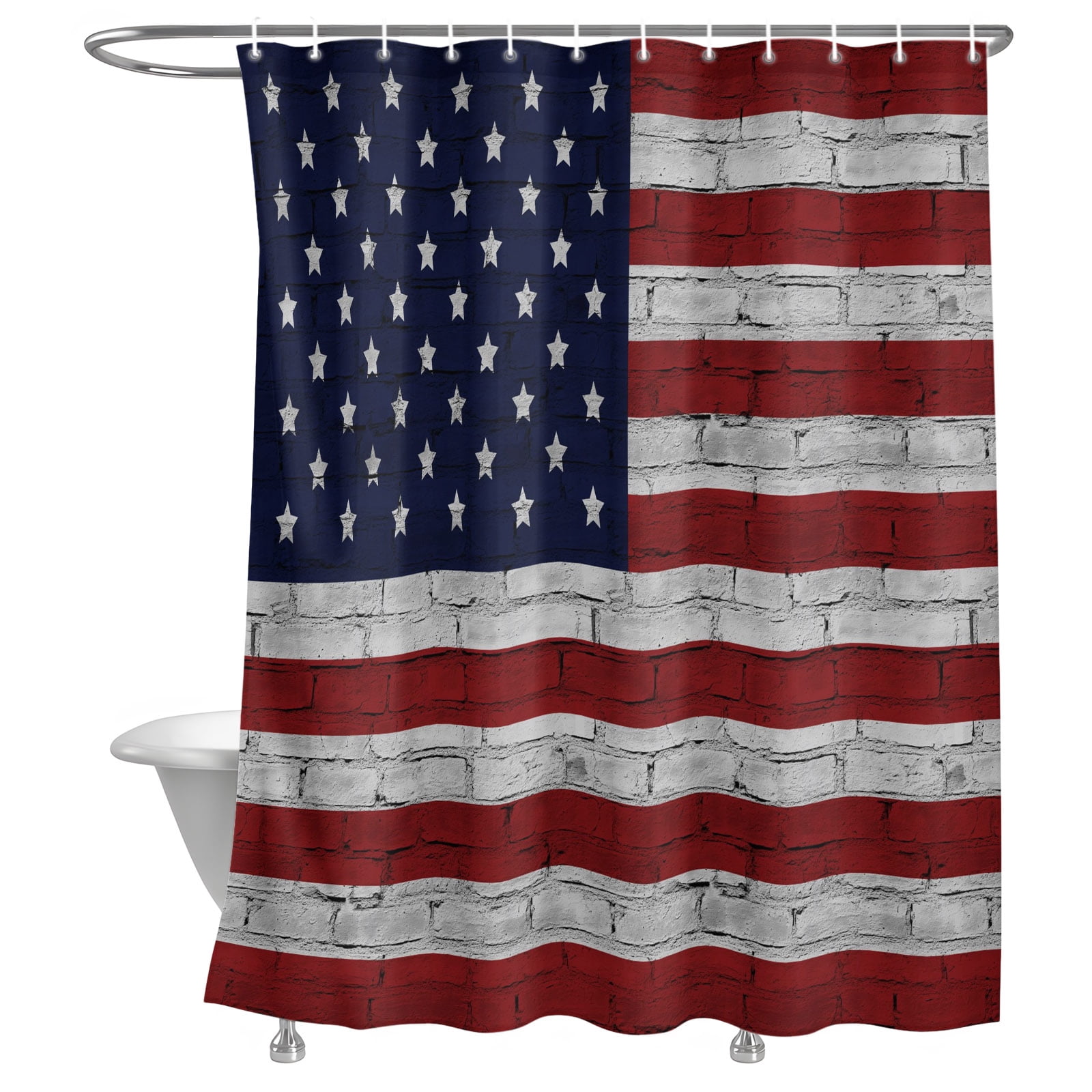 Bathroom Shower Curtain Independence Day American Flag Waterproof ...