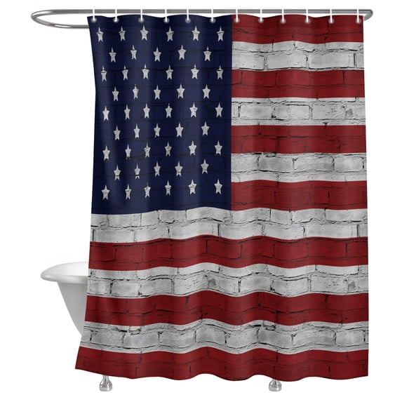 Bathroom Shower Curtain Independence Day American Flag Waterproof ...