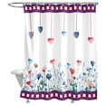 Bathroom Shower Curtain Independence Day Heart Flower Leaves Waterproof ...