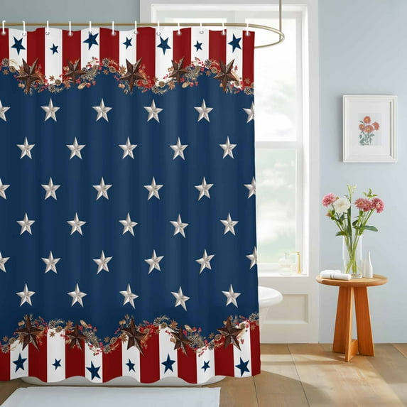 Bathroom Shower Curtain Independence Day Western Stars Waterproof ...