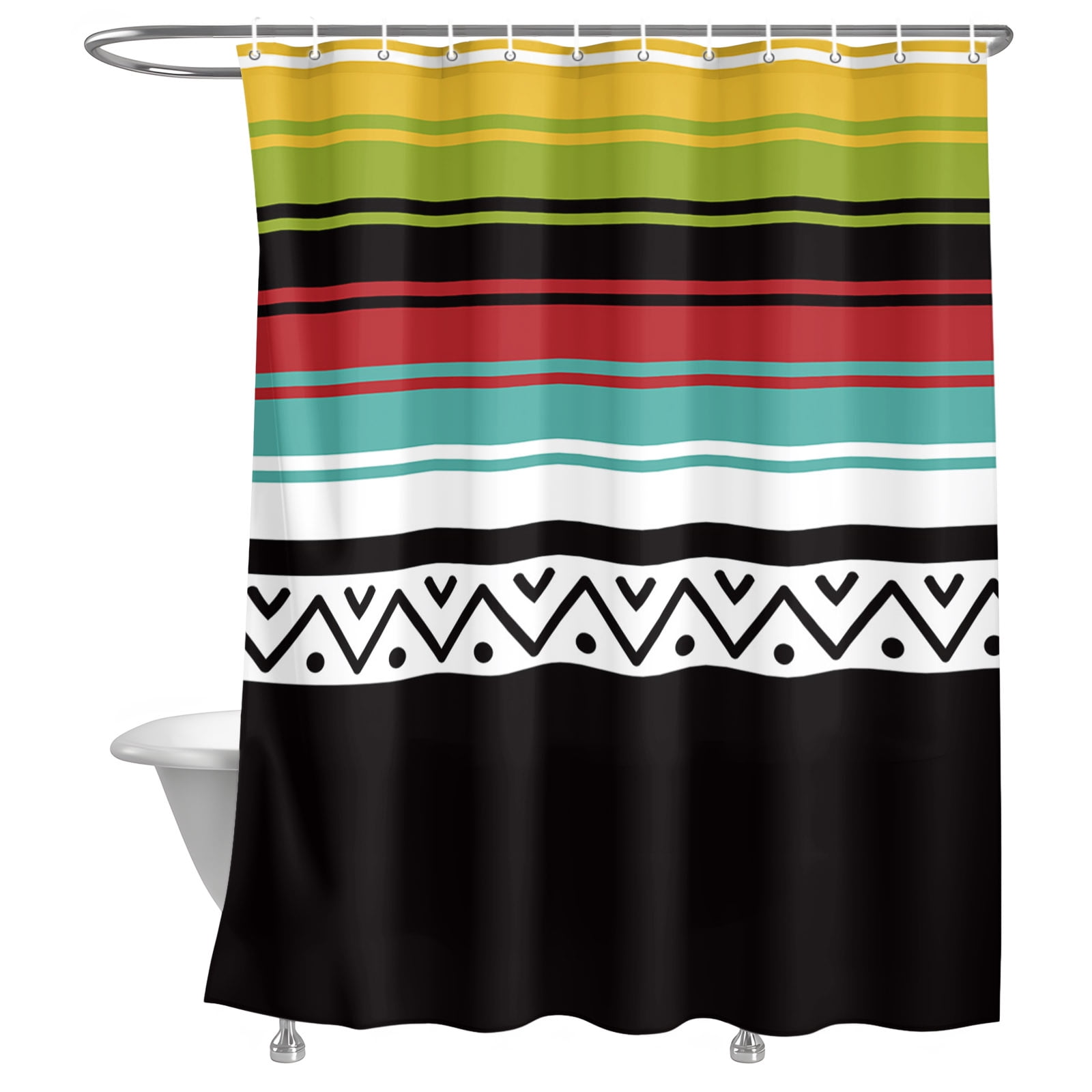 Bathroom Shower Curtain Indian Hippie Colorful Striped Waterproof ...