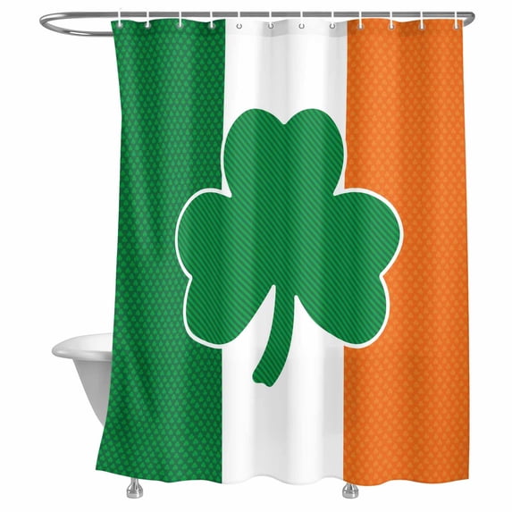 Bathroom Shower Curtain Irish Flag St. Patrick's Clovers Waterproof ...