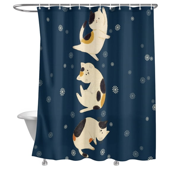 Bathroom Shower Curtain Japanese Cute Cats Waterproof Shower Curtains ...