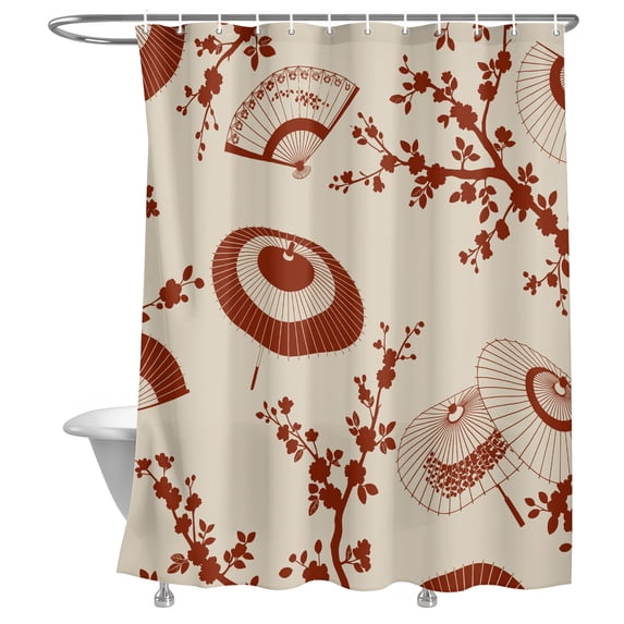 Bathroom Shower Curtain Japanese Style Umbrella Waterproof Shower ...