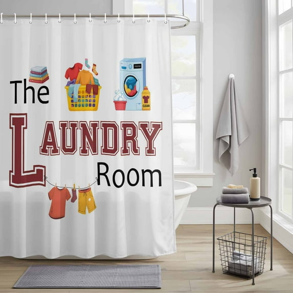 Bathroom Shower Curtain Laundry Room Cloth Pant Washing Machine ...