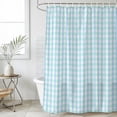 Bathroom Shower Curtain Light Blue Green Checker Plaid Waterproof ...