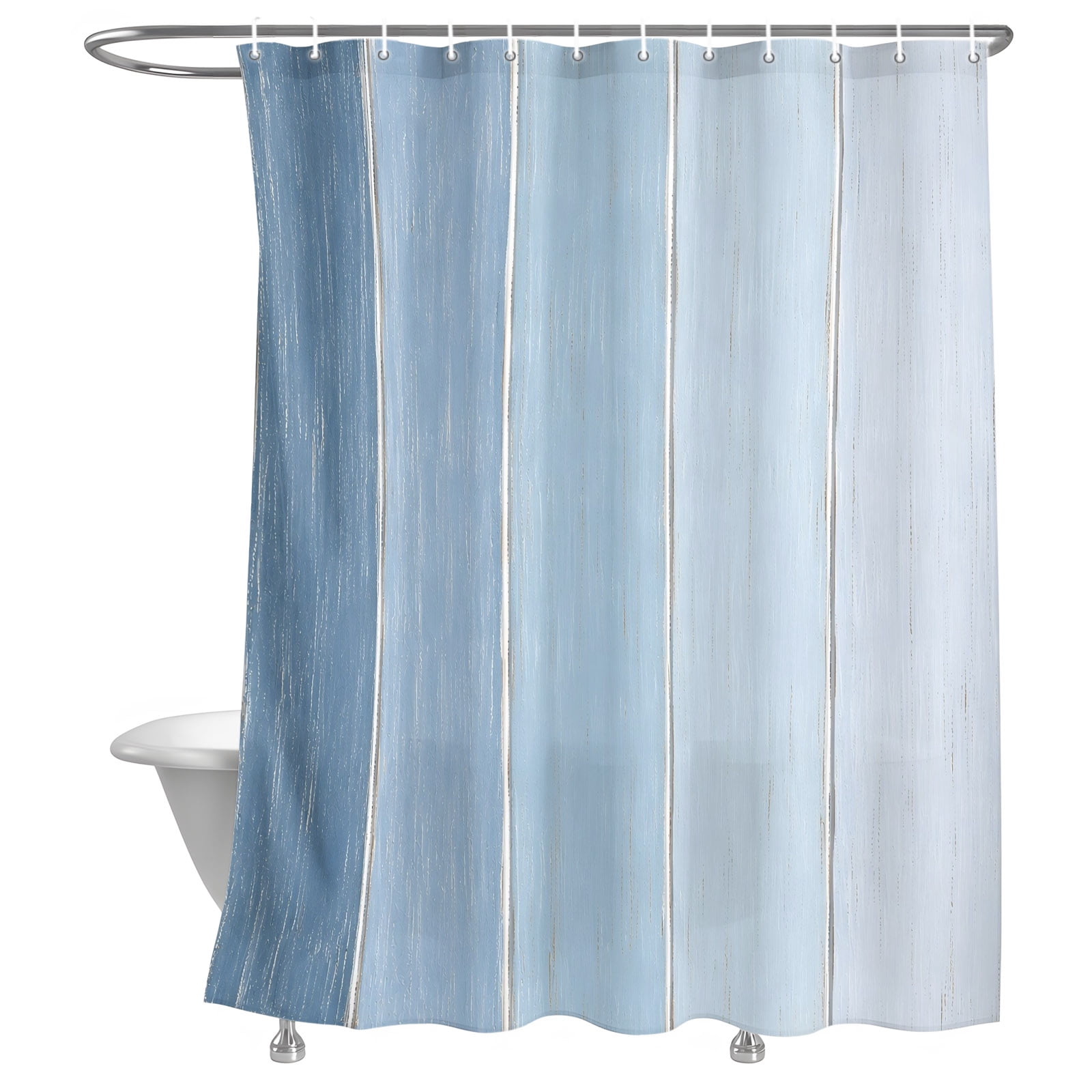 Bathroom Shower Curtain Light Blue Rustic Wooden Plank Waterproof ...