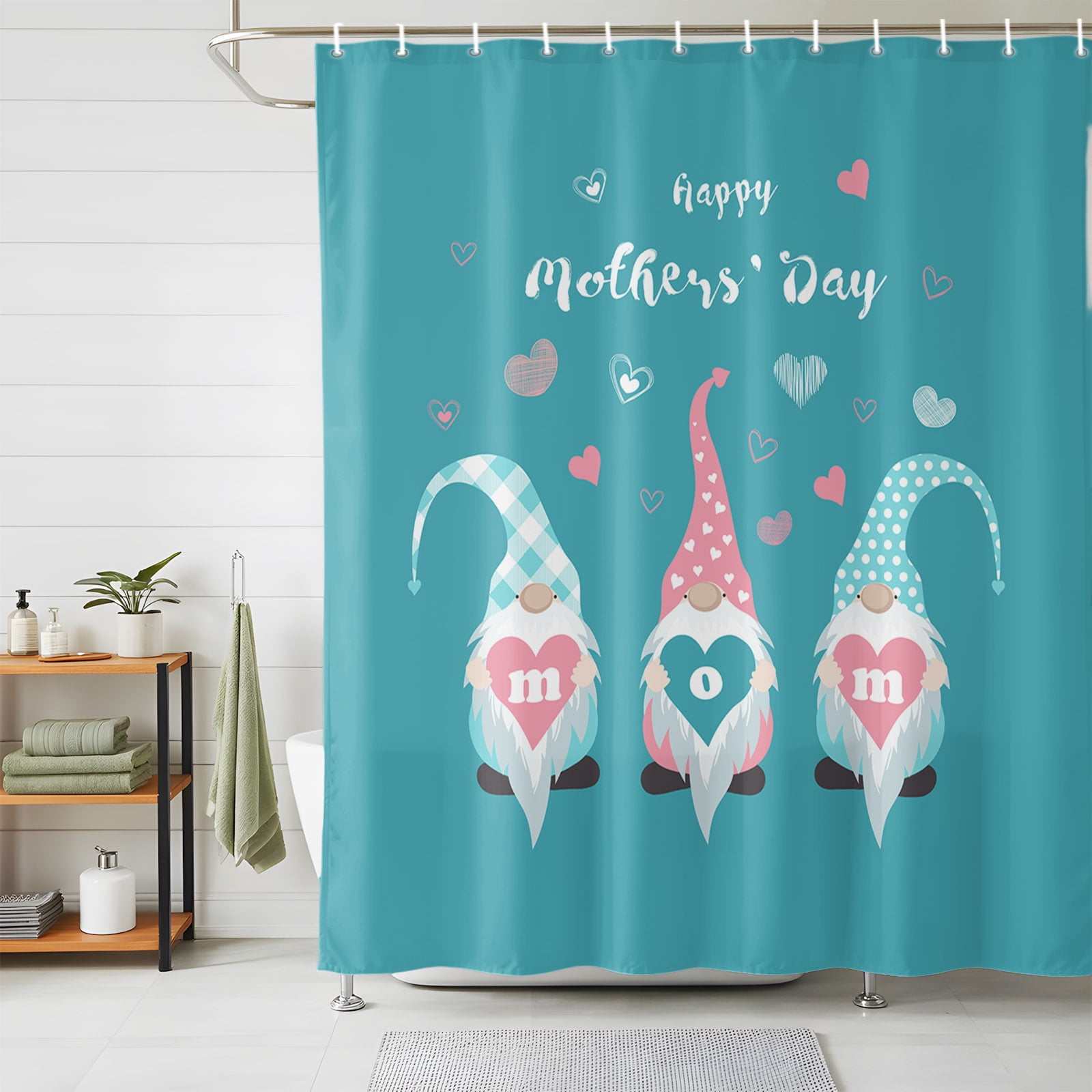 Bathroom Shower Curtain Love Gnome Mother's Day Mom Romantic Heart ...