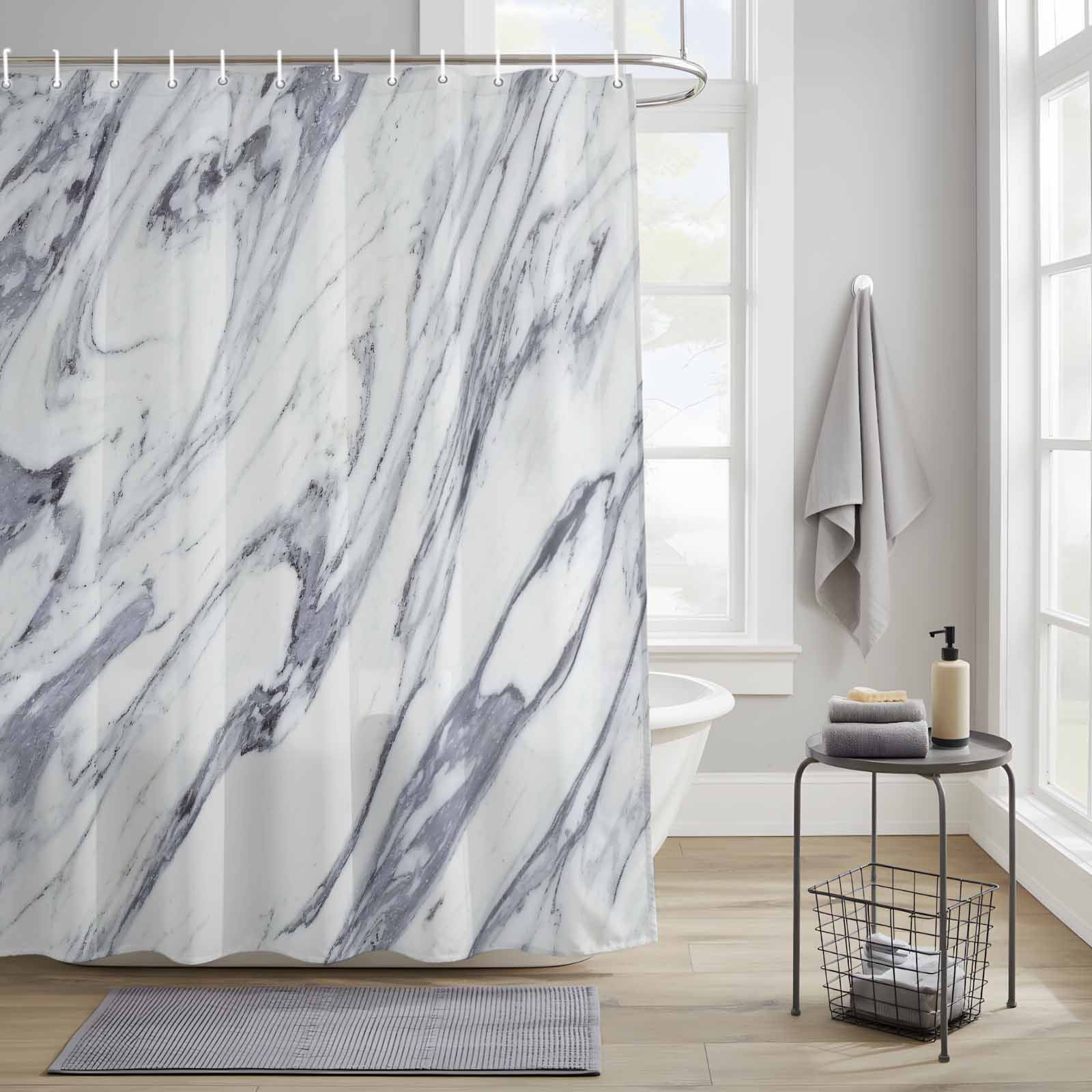 Bathroom Shower Curtain Marble Stone Texture Waterproof Shower Curtains ...