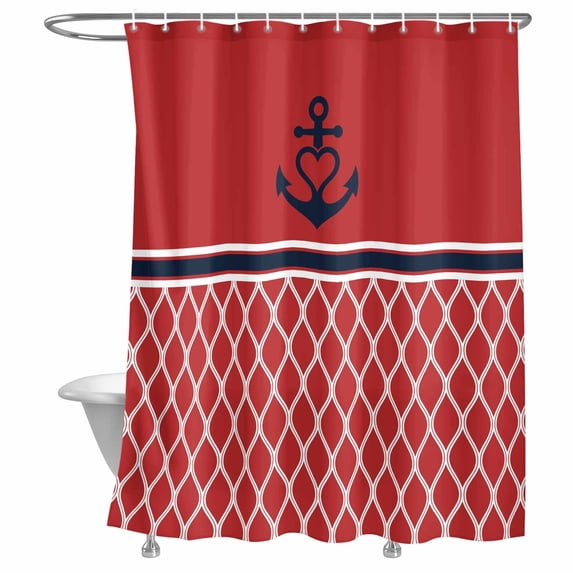Bathroom Shower Curtain Marine Black Anchor Waterproof Shower Curtains ...