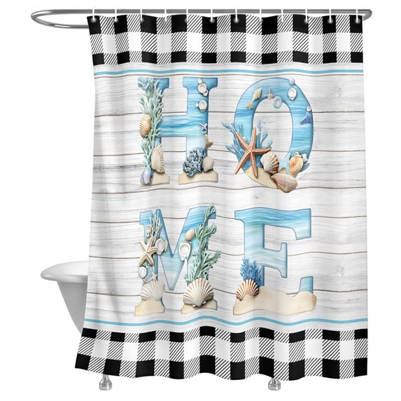 Bathroom Shower Curtain Marine Coral Starfish Shell Home Quote ...