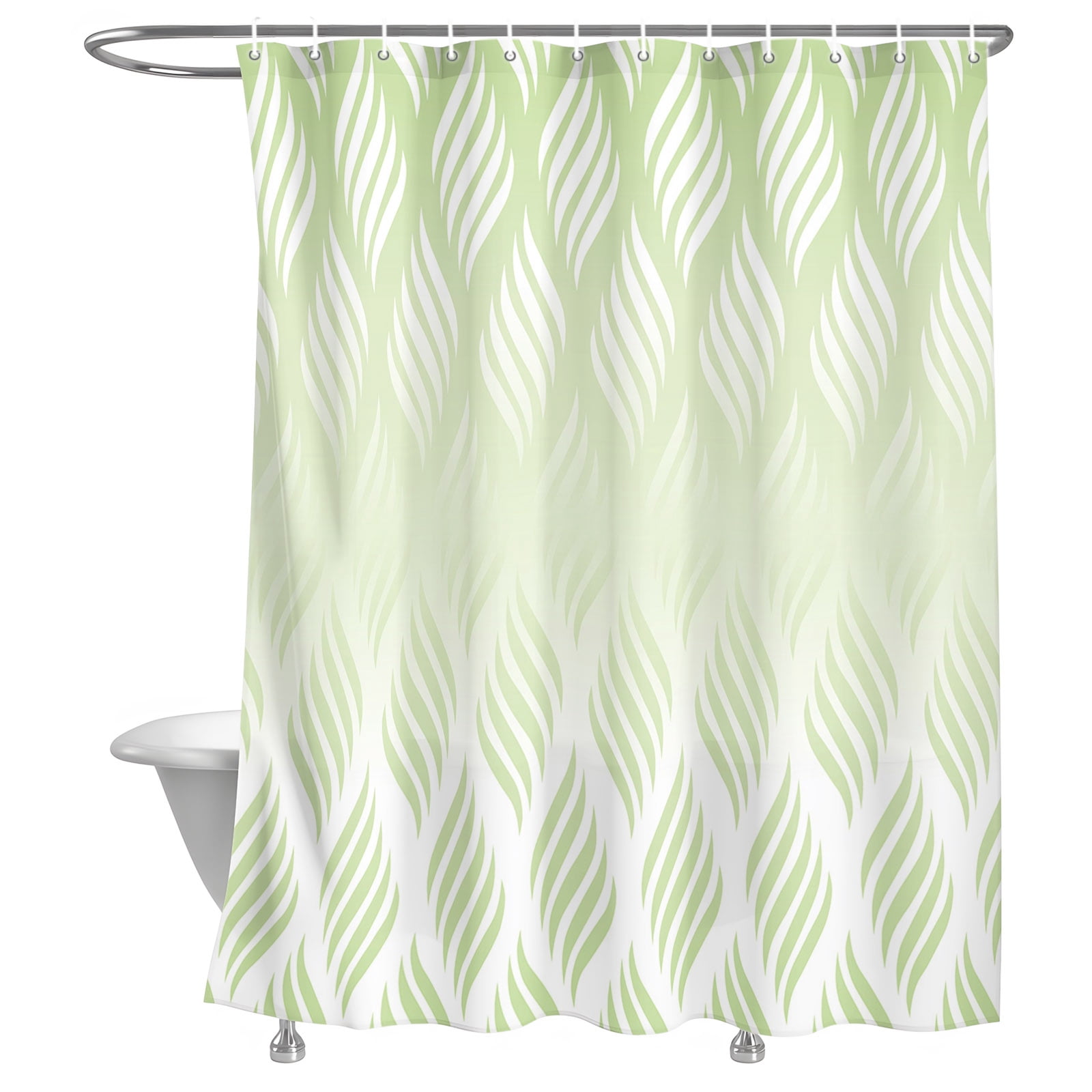 Bathroom Shower Curtain Minimalist Green Gradient Curve Striped ...
