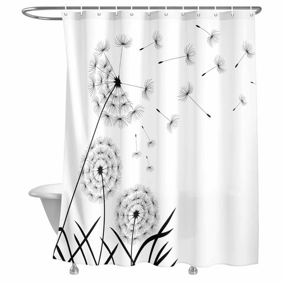 Bathroom Shower Curtain Minimalist Plant Dandelion Waterproof Shower ...