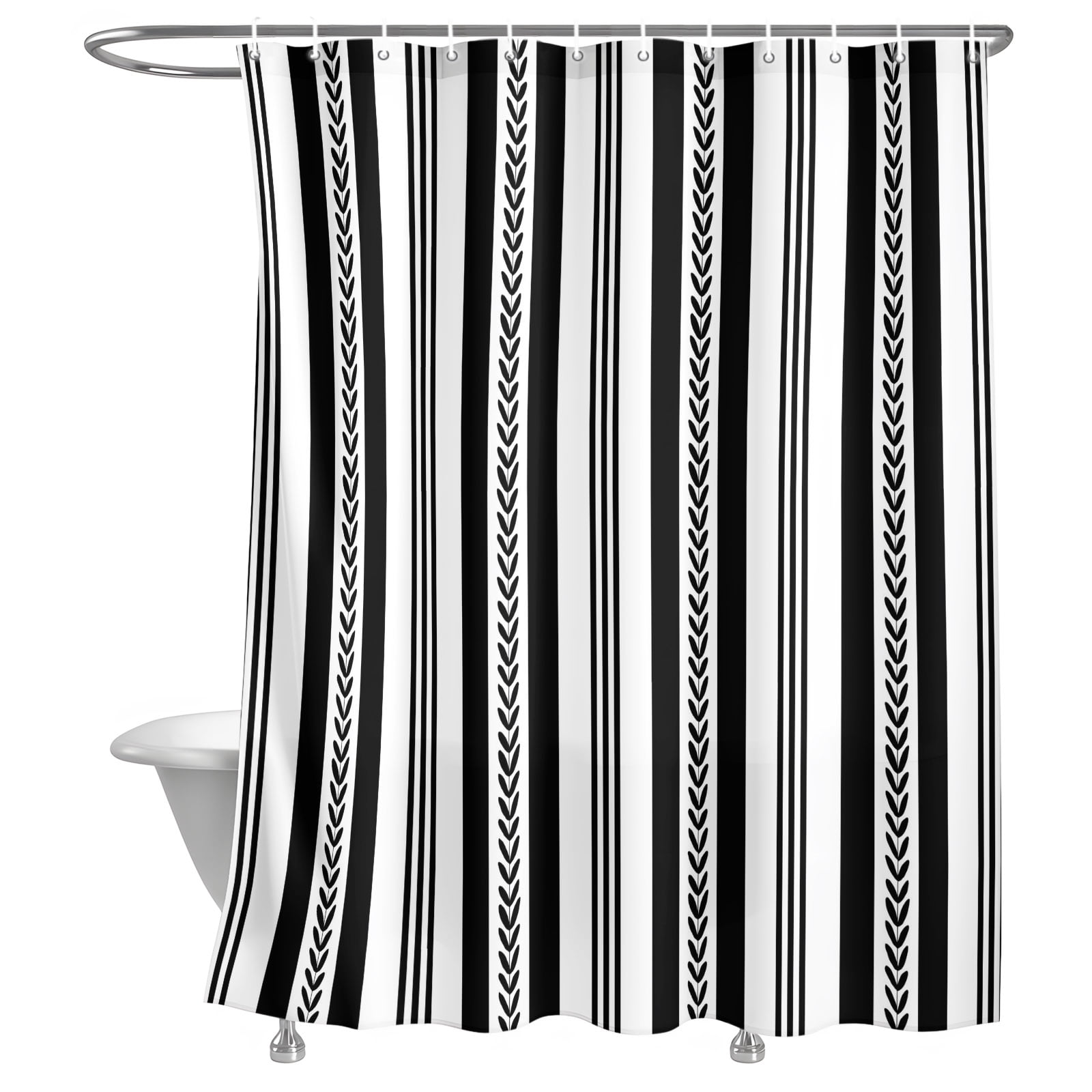 Bathroom Shower Curtain Modern Black Minimalist Stripe Waterproof ...
