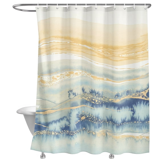 Bathroom Shower Curtain Modern Fluid Art Marble Texture Waterproof ...