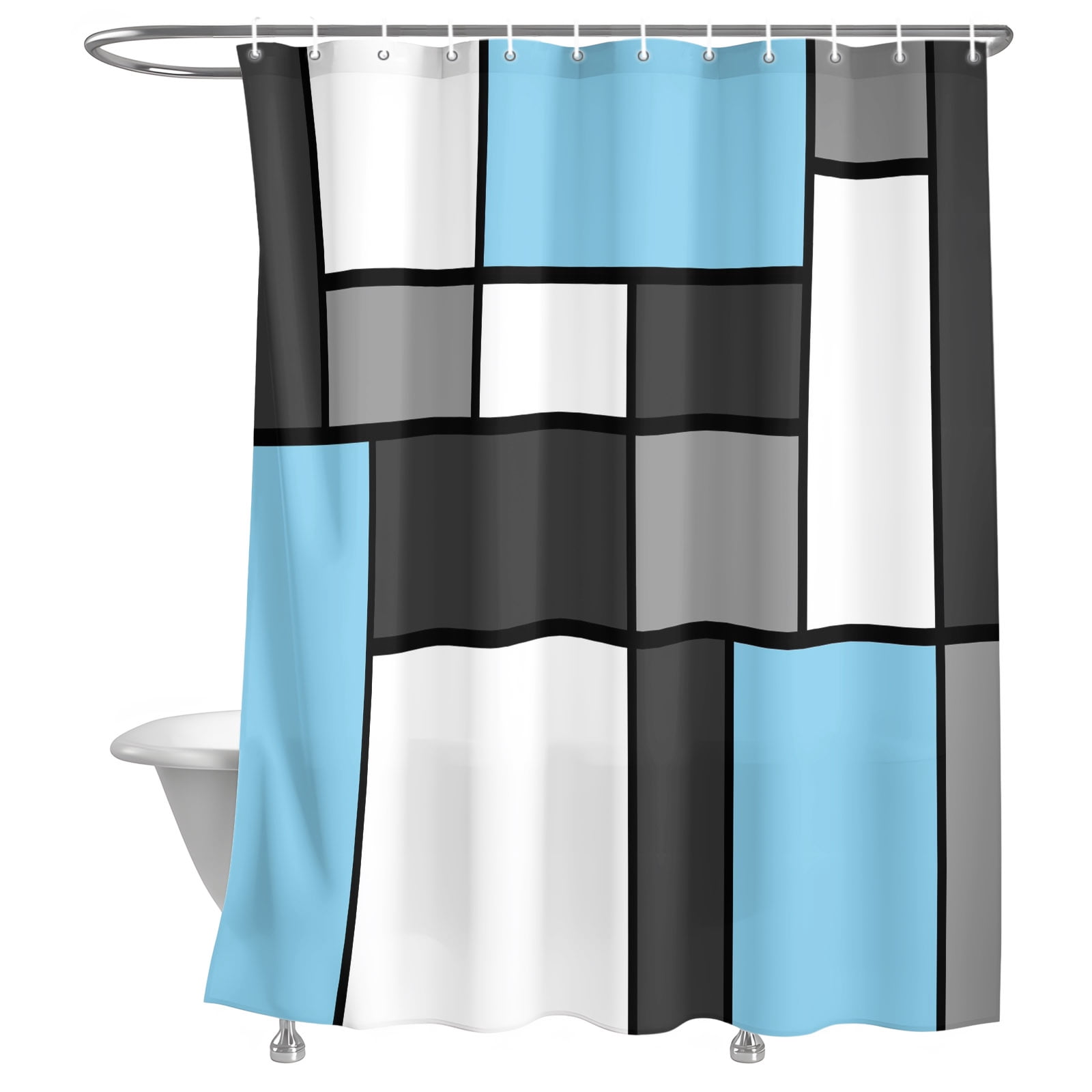 Bathroom Shower Curtain Modern Geometric Color Block Waterproof Shower ...