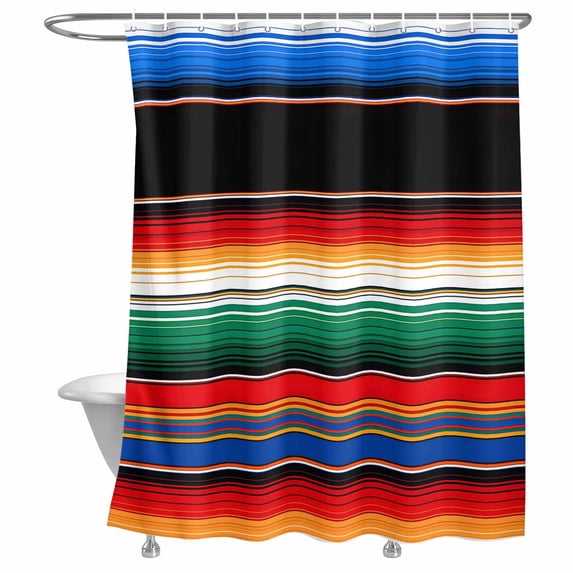 Bathroom Shower Curtain Modern Mexican Stripes Waterproof Shower ...