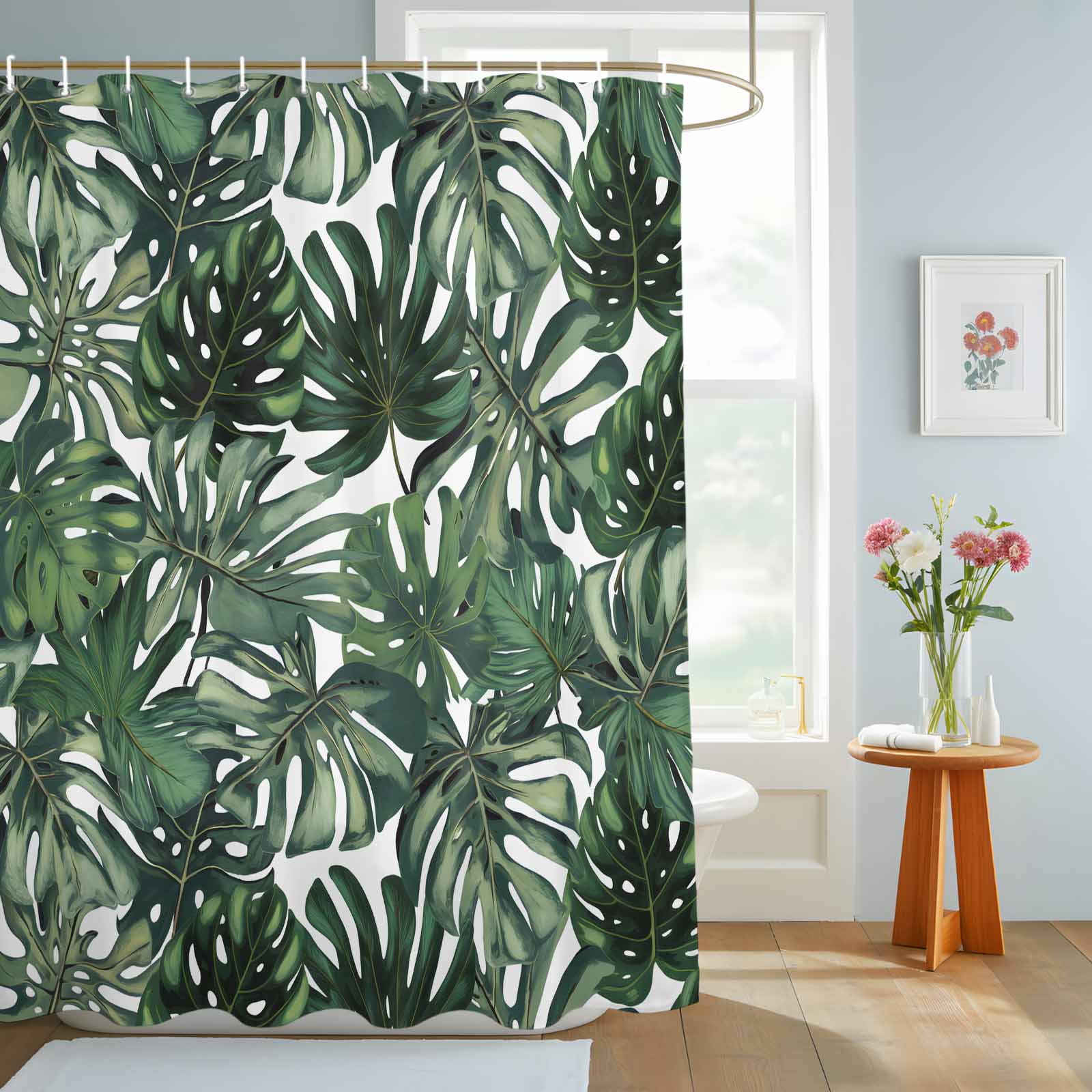 Bathroom Shower Curtain Monstera Summer Tropical Leaves Waterproof ...