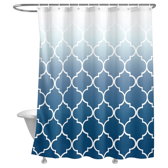 Bathroom Shower Curtain Moroccan Blue Lattice Waterproof Shower ...