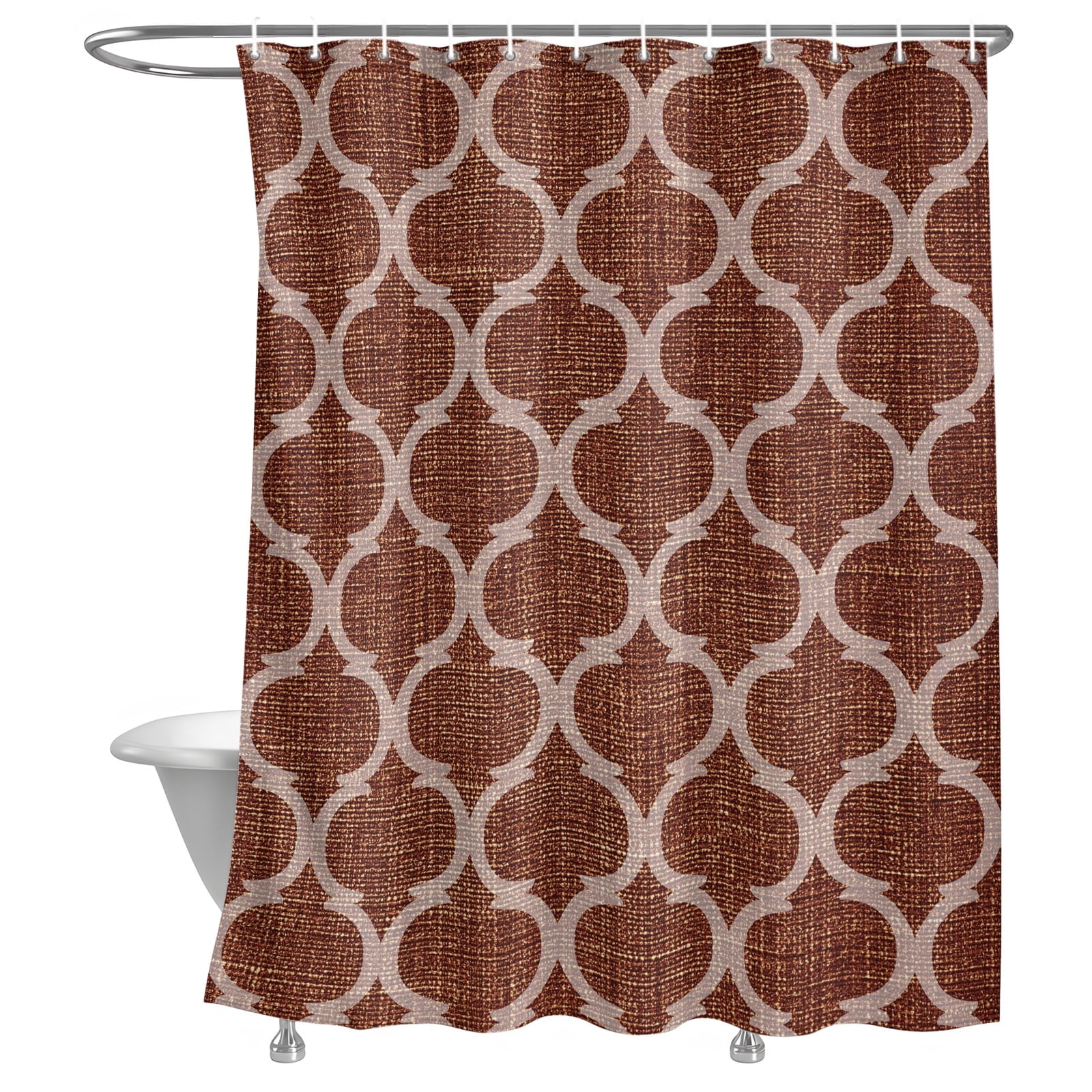 Bathroom Shower Curtain Moroccan Brown Geometric Waterproof Shower ...