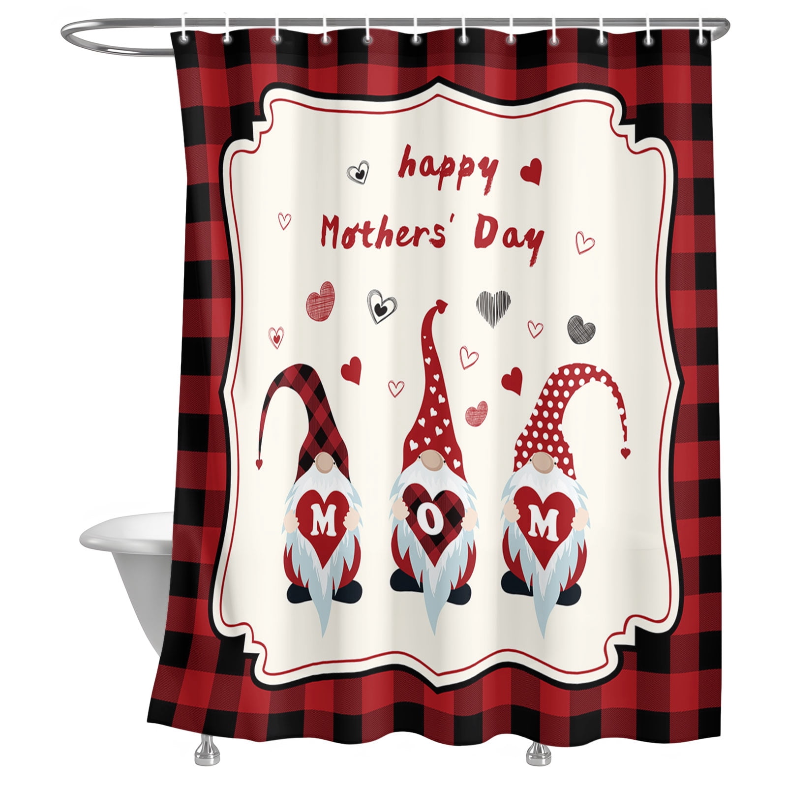 Bathroom Shower Curtain Mother's Day Dwarf with Love Mom Waterproof ...