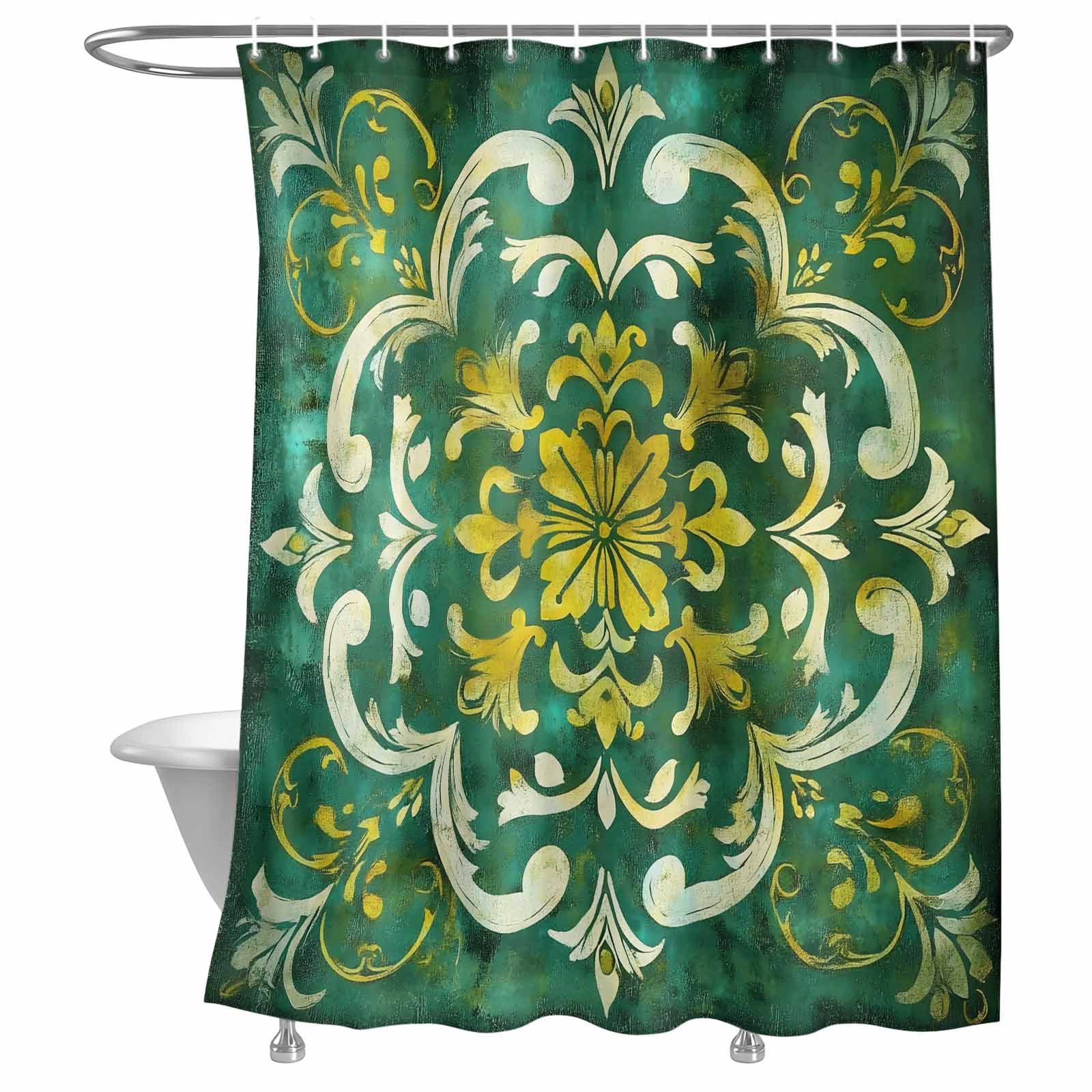 Bathroom Shower Curtain National Abstract Pattern on Turquoise ...