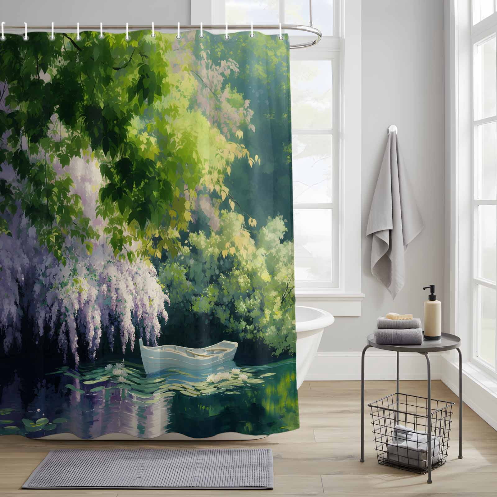 Bathroom Shower Curtain Natural Forest Landscape Artwork Waterproof ...