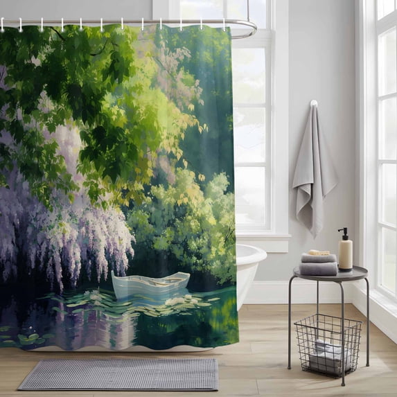 Bathroom Shower Curtain Natural Forest Landscape Artwork Waterproof ...