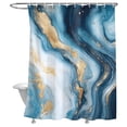 Bathroom Shower Curtain Natural Marble Blue Gold Stripe Waterproof ...