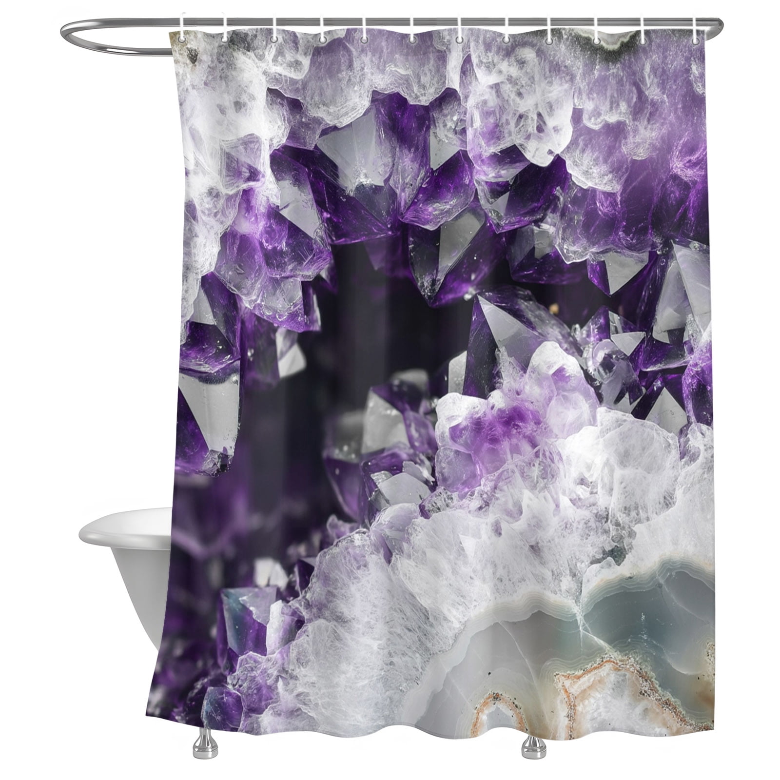Bathroom Shower Curtain Natural Wild Crystal Agate Stone Waterproof ...