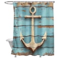 Bathroom Shower Curtain Nautical Anchor on Vintage Wood Grain ...