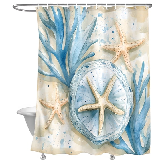 Bathroom Shower Curtain Nautical Cartoon Marine Life Waterproof Shower ...