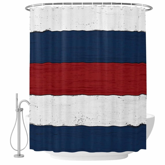 Bathroom Shower Curtain Navy Vintage Barn Wood Board Waterproof Shower ...