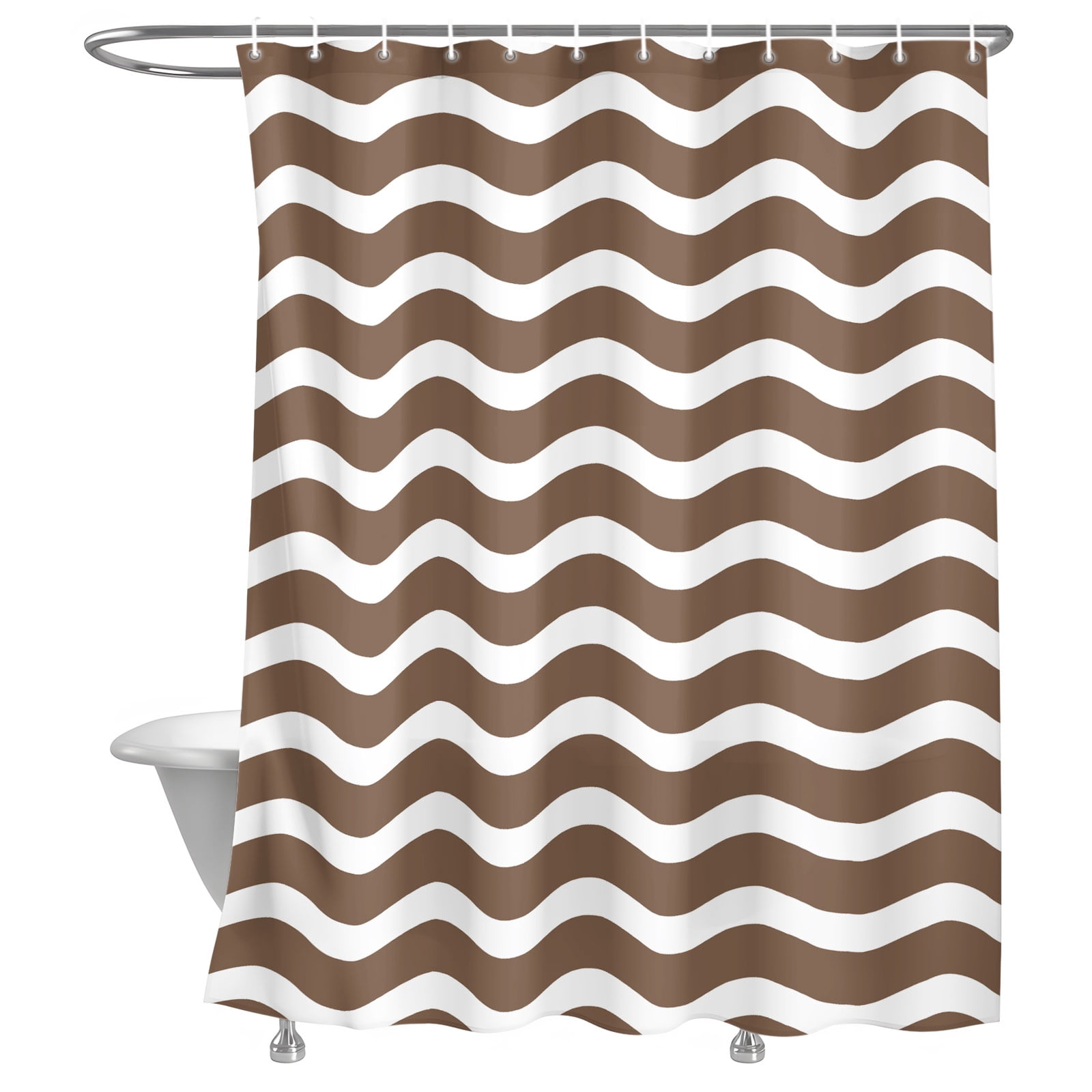 Bathroom Shower Curtain Ocean Waves Brown Water Ripple Waterproof ...
